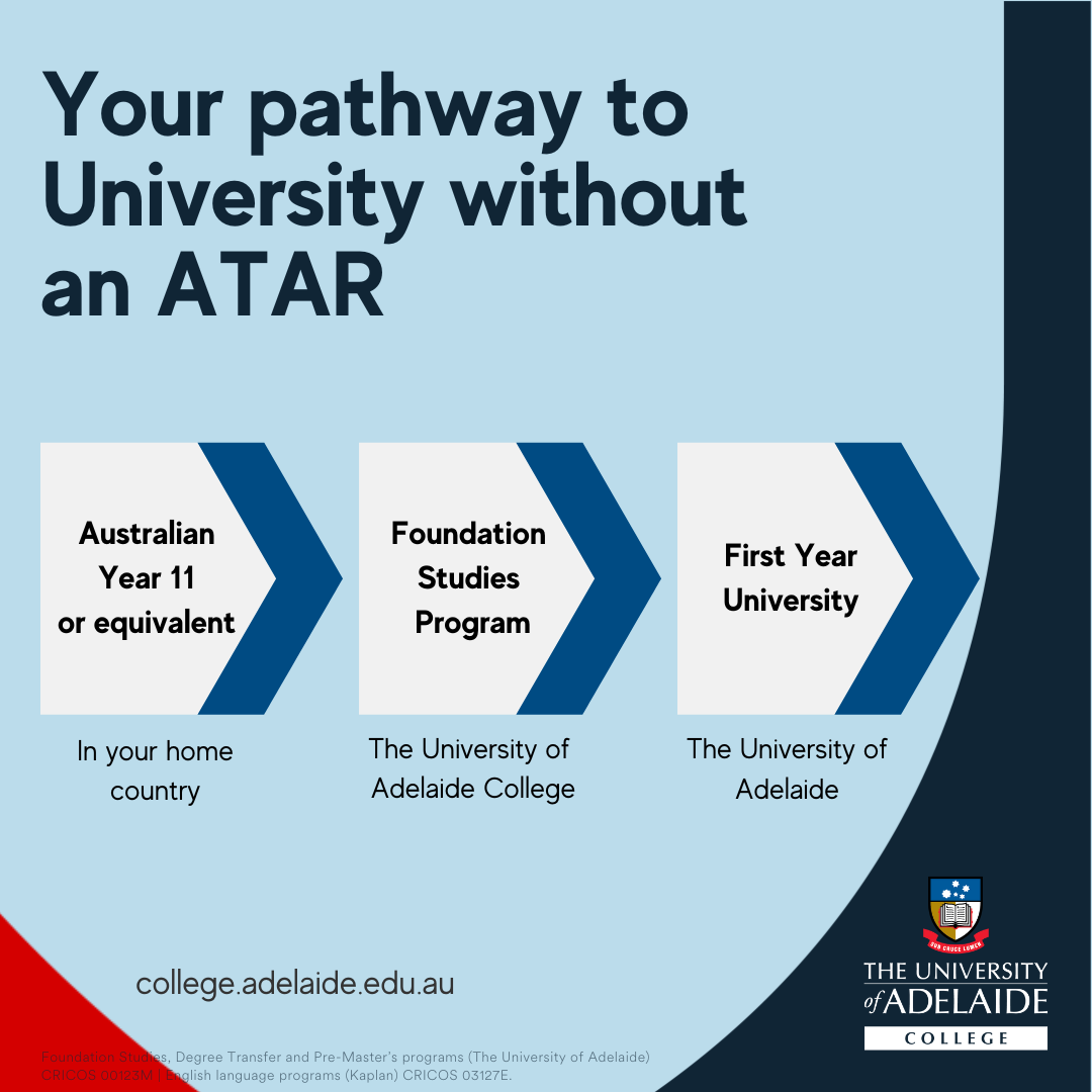 How to get into uni without an ATAR - The University of Adelaide College